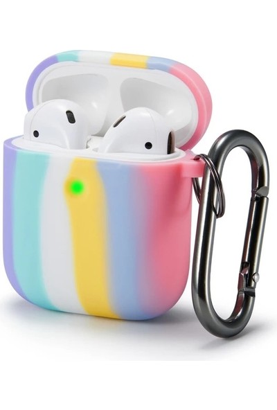 Okkored Airpods 1 ve 2. Nesil Uyumlu Pembe - Beyaz Gökkuşağı Rainbow Silikon Airpods Kılıf CK1001 Okkored Airpods 1 ve 2. Nesil Uyumlu Pembe - Beyaz Gökkuşağı Rainbow Silikon Airpods Kılıf CK1001