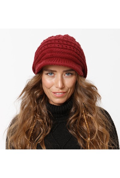 Look Shop Siperli Astarlı Triko Örgü Bere-Bordo Look Shop Siperli Astarlı Triko Örgü Bere-Bordo