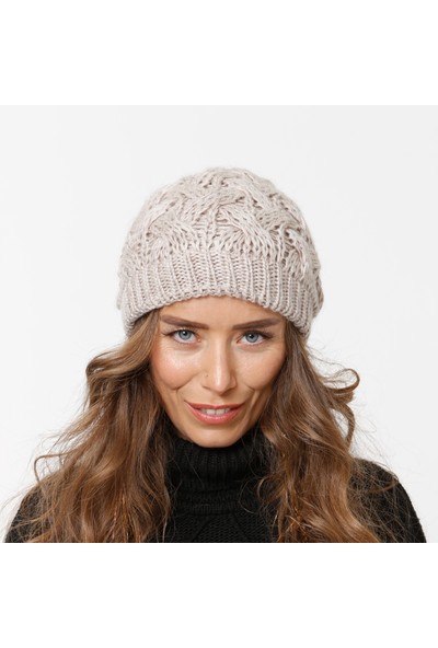 Look Shop 4sepet Örgü Astarlı Triko Bere - Taş