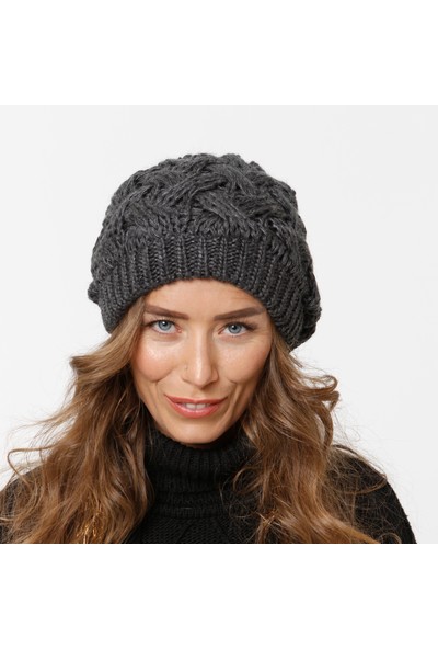 Look Shop 4sepet Örgü Astarlı Triko Bere - Antrasit