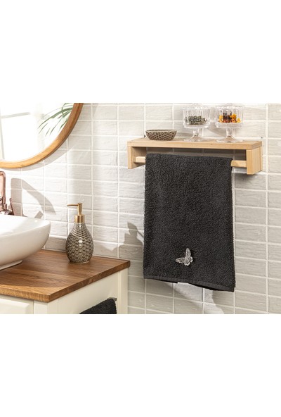 English Home Galia Butterfly Nakışlı Pamuklu El Havlusu 50X76 cm Antrasit English Home Galia Butterfly Nakışlı Pamuklu El Havlusu 50X76 cm Antrasit