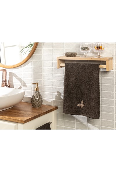 English Home Galia Butterfly Nakışlı Pamuklu El Havlusu 50X76 cm Kahve English Home Galia Butterfly Nakışlı Pamuklu El Havlusu 50X76 cm Kahve