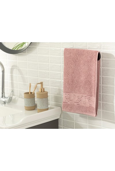 English Home Gardenya Bordürlü Pamuklu Yüz Havlusu 50X76 cm Gül Kurusu