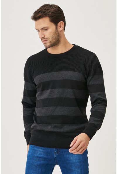 AC&Co / Altınyıldız Classics Standart Fit Casual Desenli Bisiklet Yaka Triko