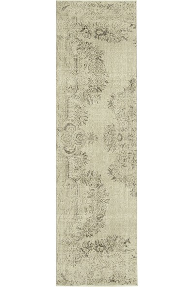 Bespoky Overdyed Bej 90X315 cm Nostaljik Boyalı Yün-Pamuk El Dokuma Alan Halısı