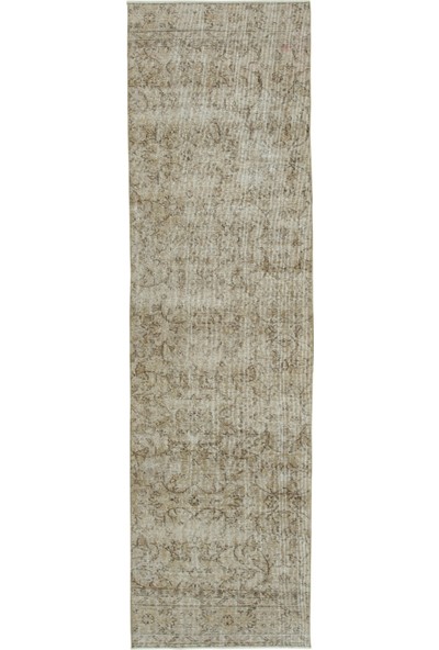 Bespoky Overdyed Bej 81X295 cm Nostaljik Boyalı Yün-Pamuk El Dokuma Alan Halısı