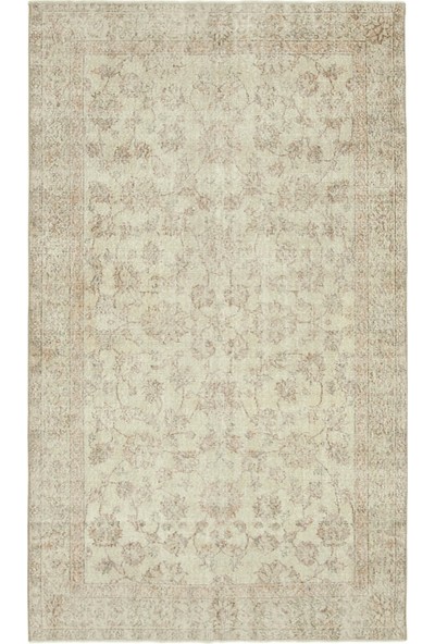 Bespoky Vintage Bej 149X250 cm Geleneksel Oryantal Yün-Pamuk El Dokuma Alan Halısı