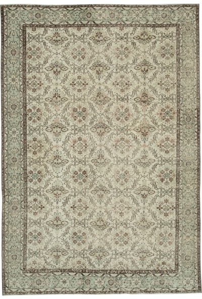 Bespoky Vintage Xl Bej 211X309 cm Geleneksel Oryantal Yün-Pamuk El Dokuma Alan Halısı