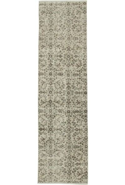 Bespoky Overdyed Bej 81X305 cm Nostaljik Boyalı Yün-Pamuk El Dokuma Alan Halısı