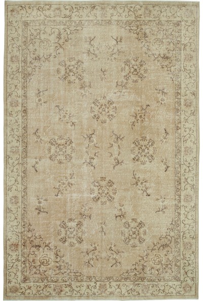 Bespoky Vintage Xl Bej 213X325 cm Geleneksel Oryantal Yün-Pamuk El Dokuma Alan Halısı