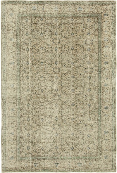 Bespoky Vintage Bej 194X298 cm Geleneksel Oryantal Yün-Pamuk El Dokuma Alan Halısı