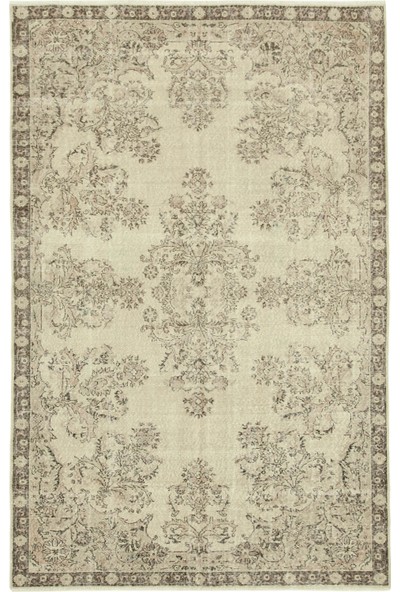 Bespoky Vintage Xl Bej 207X318 cm Geleneksel Oryantal Yün-Pamuk El Dokuma Alan Halısı