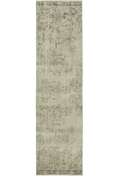 Bespoky Overdyed Bej 81X308 cm Nostaljik Boyalı Yün-Pamuk El Dokuma Alan Halısı
