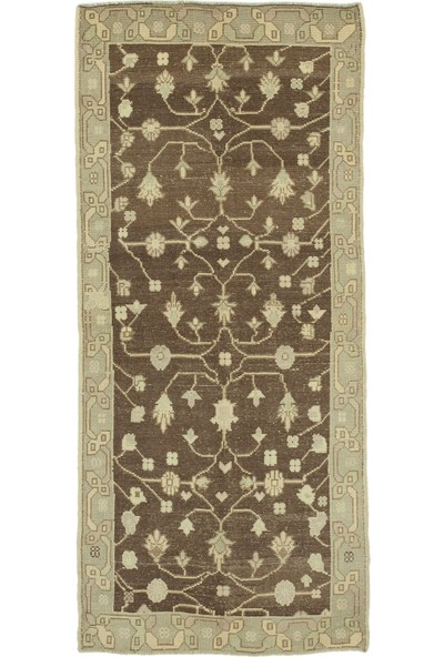 Bespoky Taspinar Bej 112X253 cm Göçebe Yün-Pamuk El Dokuma Alan Halısı