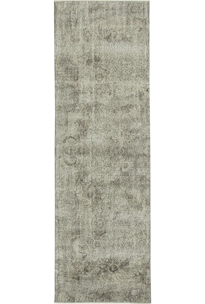 Bespoky Overdyed Gri 95X298 cm Nostaljik Boyalı Yün-Pamuk El Dokuma Alan Halısı