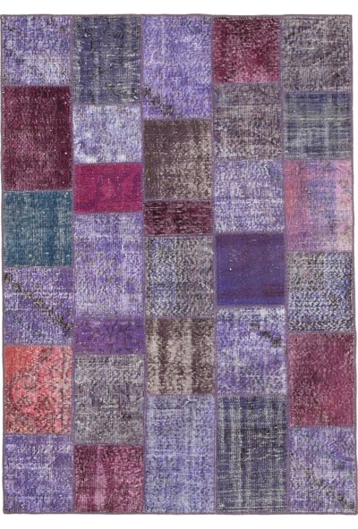 Bespoky Fourtypatch Mor 143X201 cm Patchwork Yün-Pamuk El Dokuma Alan Halısı Bespoky Fourtypatch Mor 143X201 cm Patchwork Yün-Pamuk El Dokuma Alan Halısı