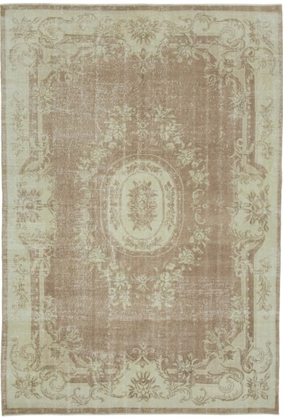 Bespoky Vintage Bej 208X300 cm Geleneksel Oryantal Yün-Pamuk El Dokuma Alan Halısı