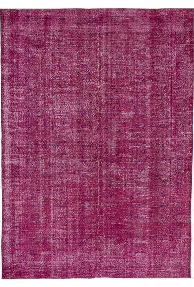 Bespoky Overdyed Fuşya 218X308 cm Nostaljik Boyalı Yün-Pamuk El Dokuma Alan Halısı