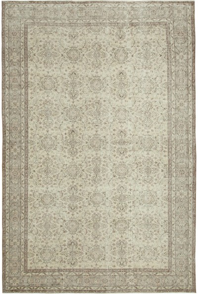 Bespoky Vintage Bej 208X310 cm Geleneksel Oryantal Yün-Pamuk El Dokuma Alan Halısı