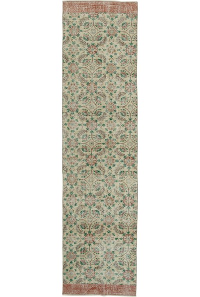 Bespoky Overdyed Bej 81X317 cm Nostaljik Boyalı Yün-Pamuk El Dokuma Alan Halısı