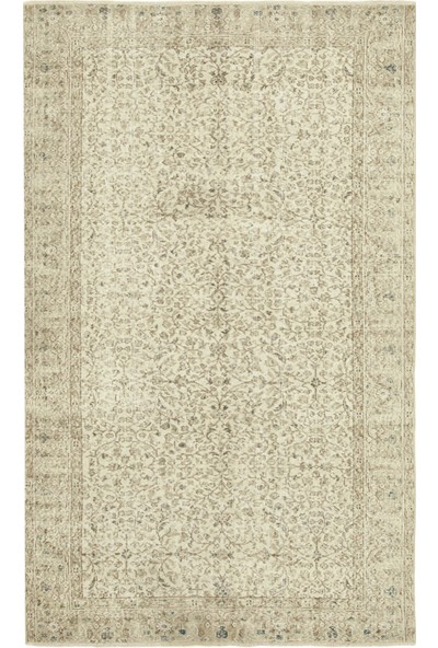 Bespoky Vintage Bej 164X264 cm Geleneksel Oryantal Yün-Pamuk El Dokuma Alan Halısı