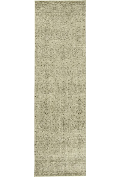 Bespoky Overdyed Bej 91X310 cm Nostaljik Boyalı Yün-Pamuk El Dokuma Alan Halısı