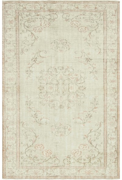 Bespoky Vintage Bej 180X273 cm Geleneksel Oryantal Yün-Pamuk El Dokuma Alan Halısı