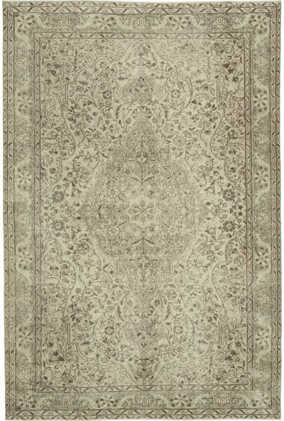 Bespoky Vintage Xl Bej 209X314 cm Geleneksel Oryantal Yün-Pamuk El Dokuma Alan Halısı