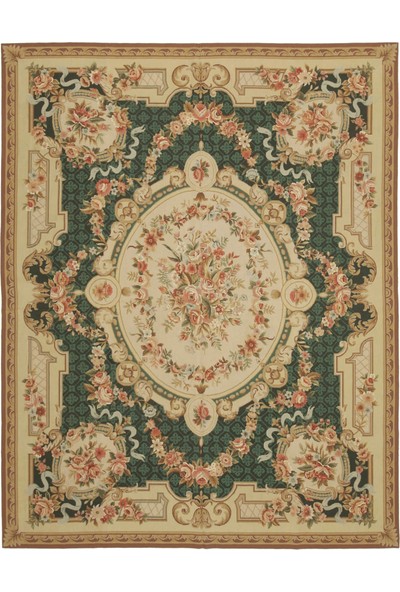 Bespoky Needlepoint Bej 238X302 cm Fransız Yün-Pamuk El Dokuma Alan Halısı