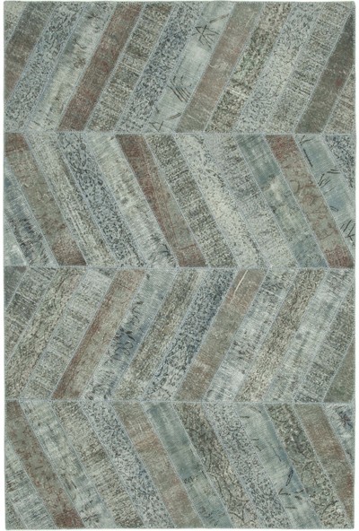 Bespoky Fourtypatch Gri 243X366 cm Patchwork Yün-Pamuk El Dokuma Alan Halısı