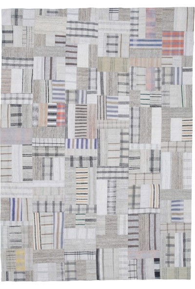 Bhez Bej 244X347 cm Patchwork Yün-Pamuk El Dokuma Kilim Alan Halısı