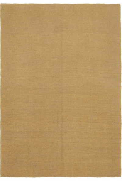 Bespoky Zollanvari Sarı 140X201 cm Düz Yün-Pamuk El Dokuma Kilim Alan Halısı