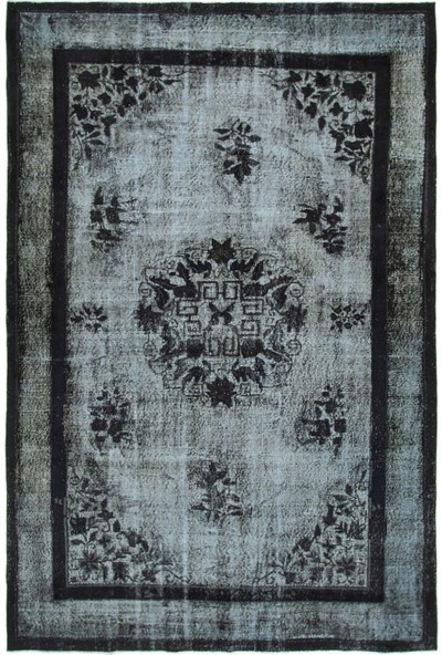 Bespoky Carved Siyah 214X315 cm Geleneksel Oryantal Yün-Pamuk El Dokuma Alan Halısı