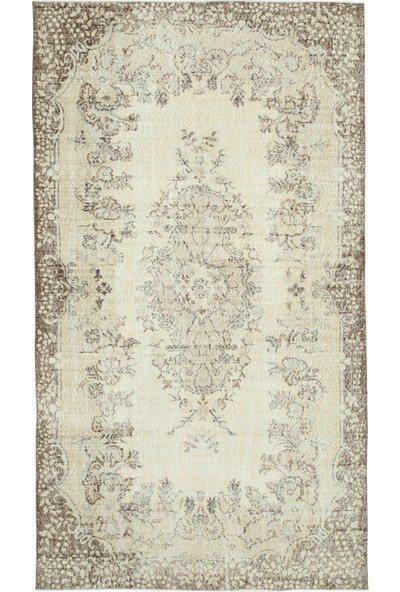 Bespoky Vintage Bej 181X320 cm Geleneksel Oryantal Yün-Pamuk El Dokuma Alan Halısı