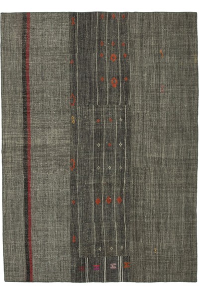 Bespoky Cashmere Gri 261X360 cm Etnik Keçi Yünü Pamuk El Dokuma Kilim Alan Halısı