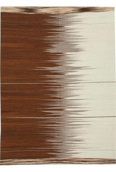 Bespoky Gümgüm Kahve 181X250 cm Geometrik Yün-Pamuk El Dokuma Kilim Alan Halısı