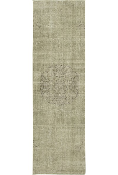 Bespoky Overdyed Bej 91X305 cm Nostaljik Boyalı Yün-Pamuk El Dokuma Alan Halısı