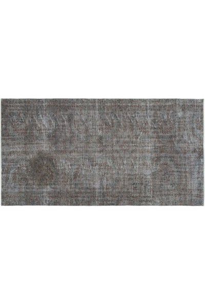 Bespoky Vintage Gri 154X286 cm Nostaljik Yün Pamuk El Dokuma Alan Halısı