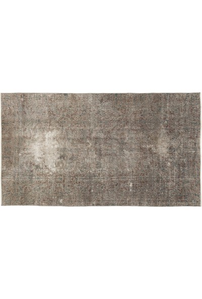 Bespoky Vintage Gri 131X232 cm Nostaljik Yün Pamuk El Dokuma Alan Halısı