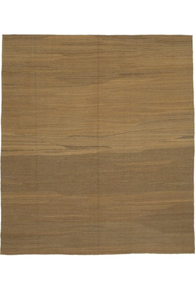 Bespoky Zollanvari Kahve 257X290 cm Düz Yün-Pamuk El Dokuma Kilim Alan Halısı