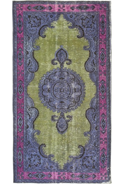 Bespoky Carved Mor 129X239 cm Geleneksel Oryantal Yün-Pamuk El Dokuma Alan Halısı