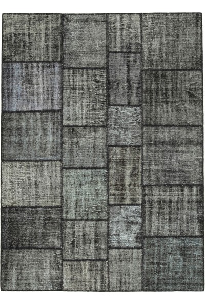 Bespoky Fourtypatch Siyah 176X245 cm Patchwork Yün-Pamuk El Dokuma Alan Halısı
