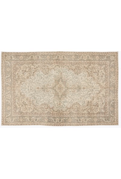 Bespoky Vintage Bej 194X308 cm Göbekli Yün Pamuk El Dokuma Alan Halısı