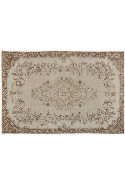 Bespoky Vintage Bej 186X276 cm Göbekli Yün Pamuk El Dokuma Alan Halısı