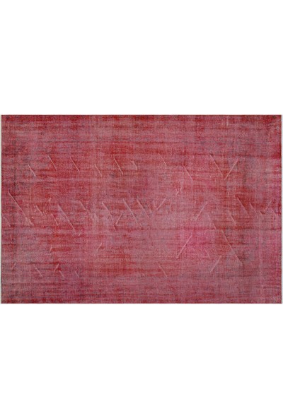 Bespoky Vintage Kırmızı 184X274 cm Nostaljik Yün Pamuk El Dokuma Alan Halısı