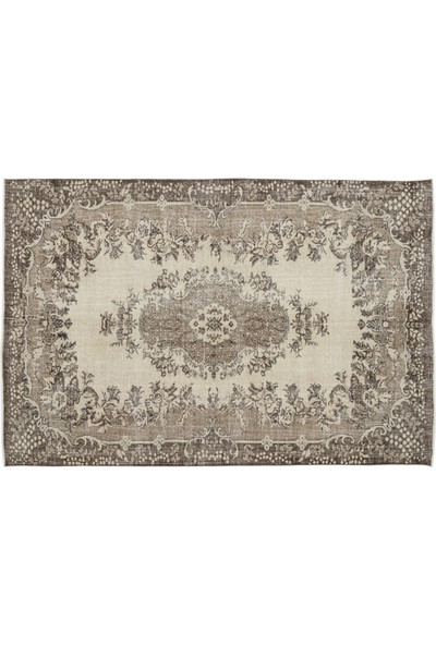 Bespoky Vintage Bej 209X306 cm Geleneksel Oryantal Yün Pamuk El Dokuma Alan Halısı