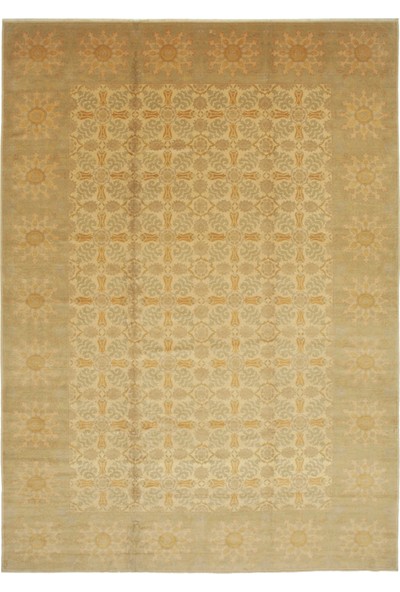 Bespoky Oushak Oversized Bej 343X480 cm Geleneksel Oryantal Yün Pamuk El Dokuma Alan Halısı