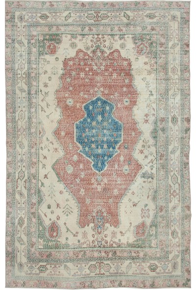Bespoky Vintage Xl Bej 211X326 cm Geleneksel Oryantal Yün-Pamuk El Dokuma Alan Halısı