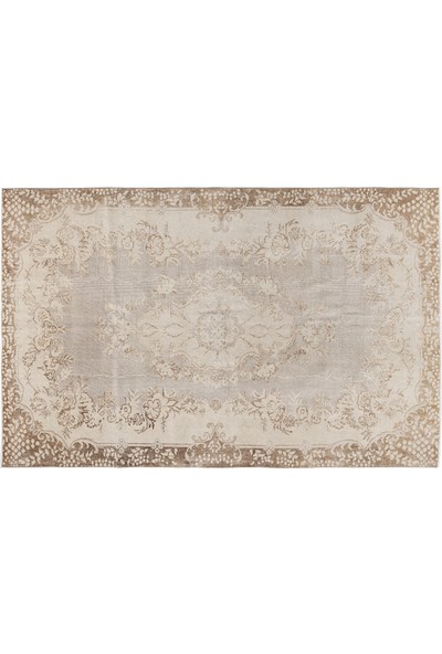 Bespoky Vintage Bej 184X290 cm Göbekli Yün Pamuk El Dokuma Alan Halısı