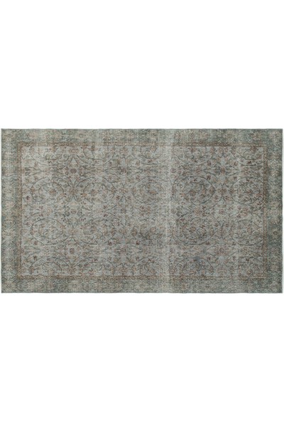 Bespoky Vintage Gri 172X295 cm Nostaljik Yün Pamuk El Dokuma Alan Halısı